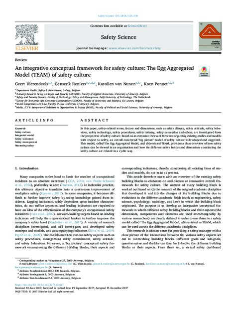 Pdf An Integrative Conceptual Framework For Safety Culture The Egg Aggregated Model Team Of