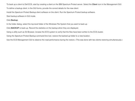 Back Up A Client To Dell Ecs Configuring Ibm Spectrum Protect To Use Dell Ecs Dell