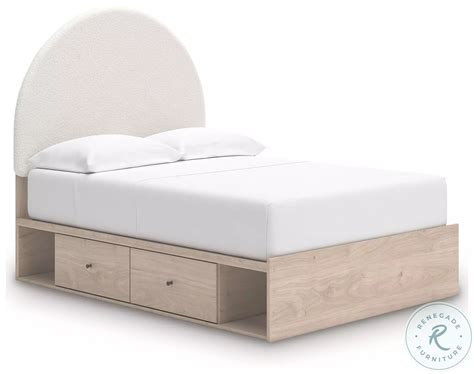 Shapella Tan And White Full Upholstered Panel Bed With Double Underbed