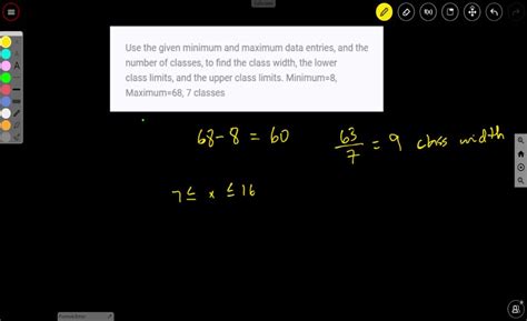 solved use the given minimum and maximum data entries and the number