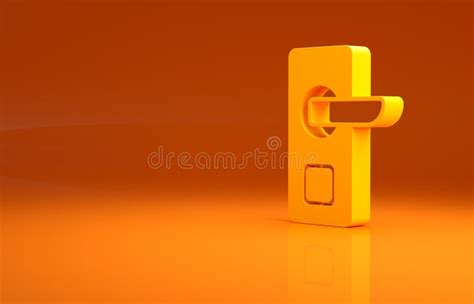 Yellow Digital Door Lock With Wireless Technology For Unlock Icon Isolated On Orange Background