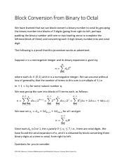 Binary To Octal Pdf Block Conversion From Binary To Octal We Have