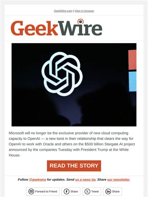 Geekwire Microsoft And Openai Tweak The Terms Of Their Cloud Deal