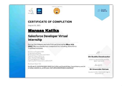 Salesforce Developer Internship Smartinternz Aicte Virtualinternship… Manasa K