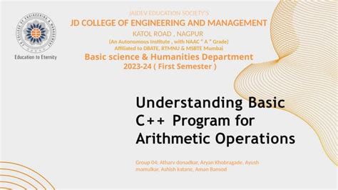 Understanding Basic C Program For Arithmetic Operationspptx