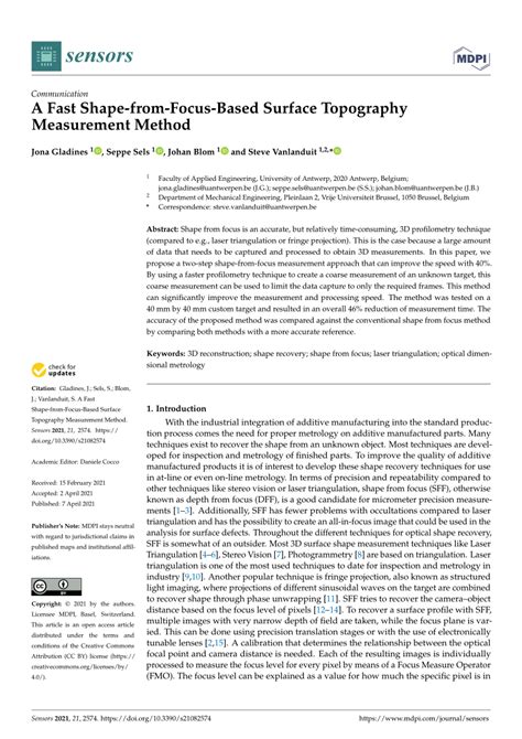 Pdf A Fast Shape From Focus Based Surface Topography Measurement Method