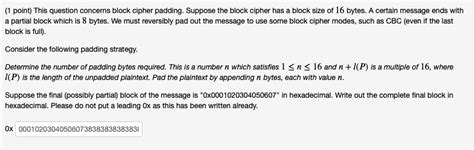 Solved 1 Point This Question Concerns Block Cipher