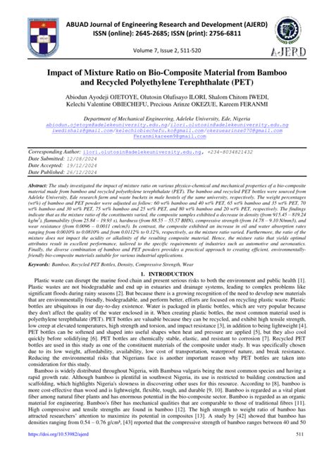 Pdf Impact Of Mixture Ratio On Bio Composite Material From Bamboo And Recycled Polyethylene