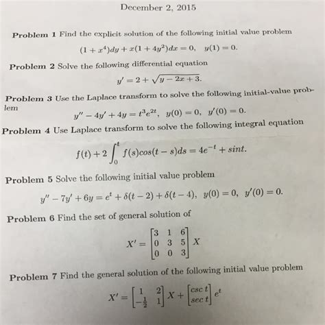 Solved Find The Explicit Solution Of The Following Initial Chegg
