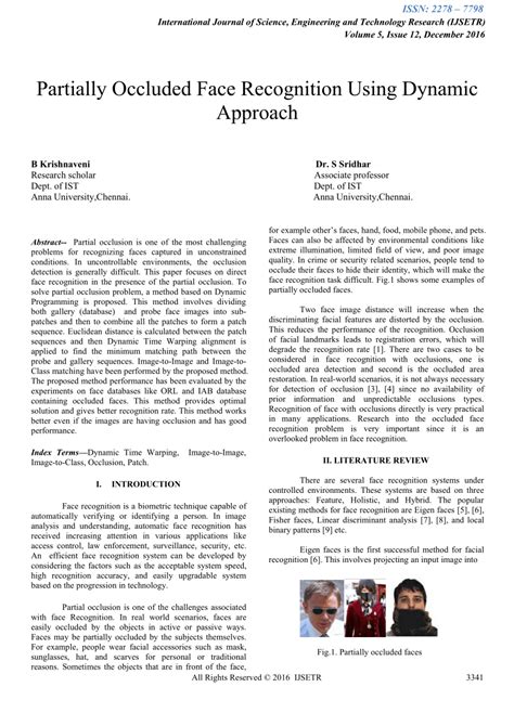 Pdf Partially Occluded Face Recognition Using Dynamic Approach