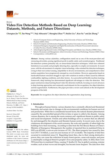 Pdf Video Fire Detection Methods Based On Deep Learning Datasets Methods And Future Directions
