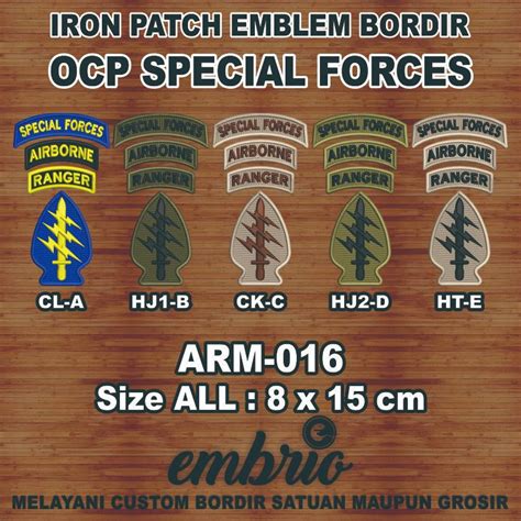 Jual Arm 016 Patch Ocp Tab Special Forces Airborne Ranger Hook Fastener