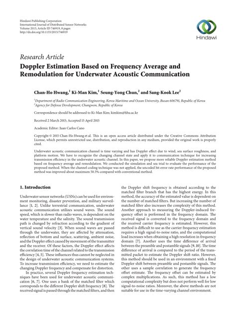 Pdf Doppler Estimation Based On Frequency Average And Remodulation