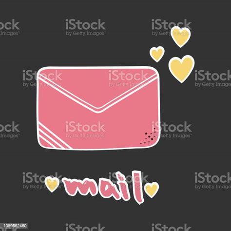 텍스트와 그림을 메일 손으로 그린 벡터 검정 배경으로에 Brand Name Online Messaging Platform에 대한