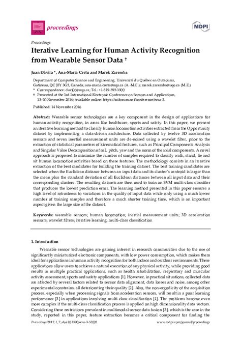 Pdf Iterative Learning For Human Activity Recognition From Wearable Sensor Data