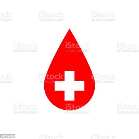 혈액의 드롭입니다 흰색 Corss 기호로 빨간 벡터 일러스트입니다 헌 혈의 상징 Charitable Foundation에 대한 스톡 벡터 아트 및 기타 이미지