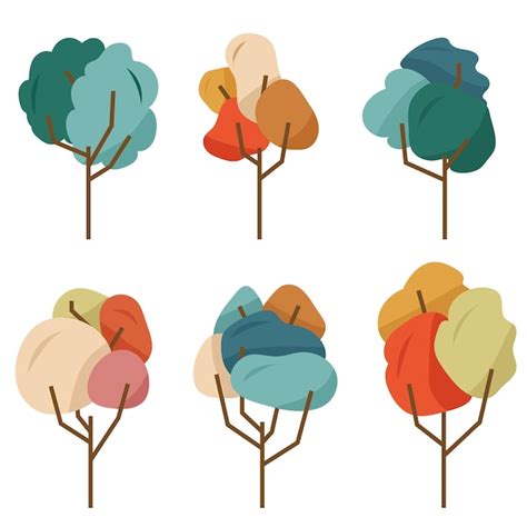 Premium Vector Set Of Colorful Trees Premium Vector Set Of Colorful Trees