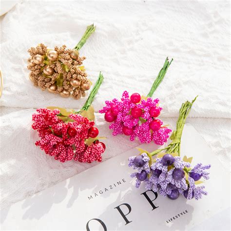 Badu Bg 10 бр Цветя от изкуствена пяна Пъпка Сватбени декоративни венци Коледна украса за