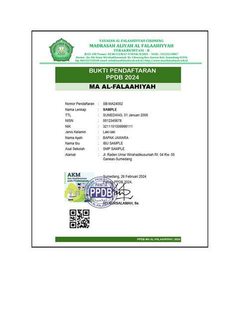 Formulir Ppdb Ma Al Falaahiyah Jawaban Bukti Pdf