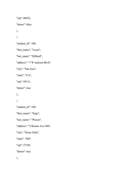 Json File Studentid 101 Firstname James Docx