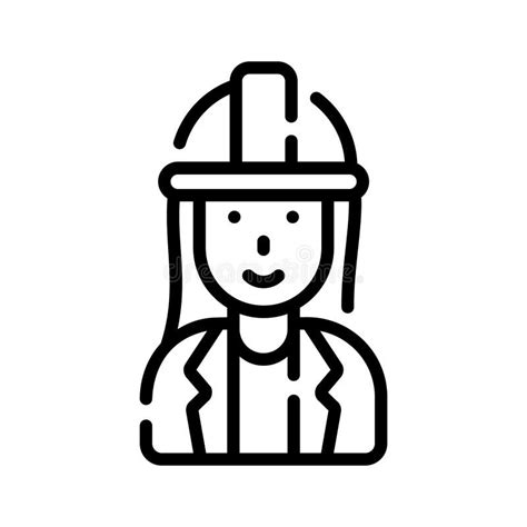 Easy To Edit Line Icon Depicting Female Engineer Character Stock Illustration Illustration Of