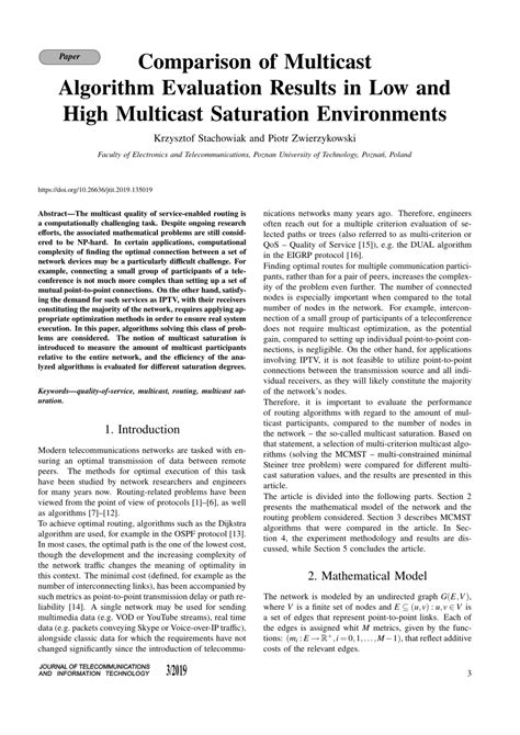 Pdf Comparison Of Multicast Algorithm Evaluation Results In Low And
