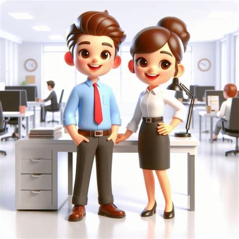 a man and a woman stand in front of a computer screen premium ai
