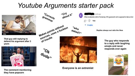 Youtube Arguments Starter Pack Rstarterpacks