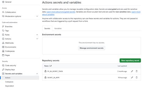 Environment Variablesvariablessecrets In Github Actions