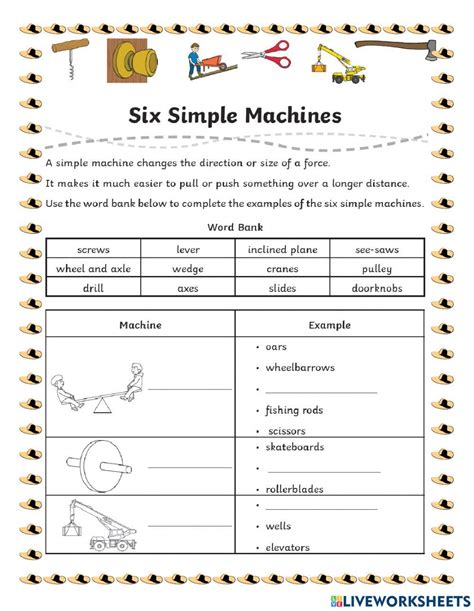 Six Simple Machines Worksheet Live Worksheets Worksheets Library