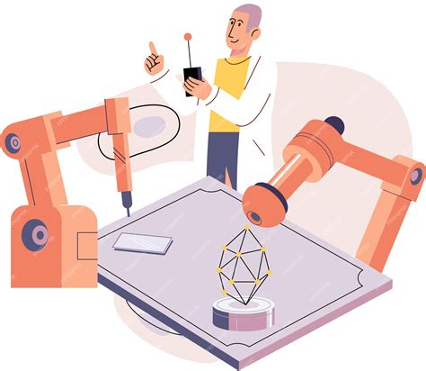 Premium Vector Manufacturing Process Industry Scientist Robot Assembling Products Smart