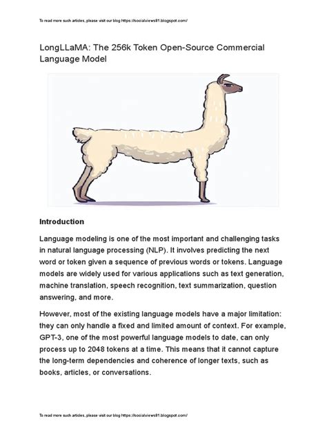 Longllama The 256k Token Open Source Commercial Language Model Pdf Artificial Intelligence