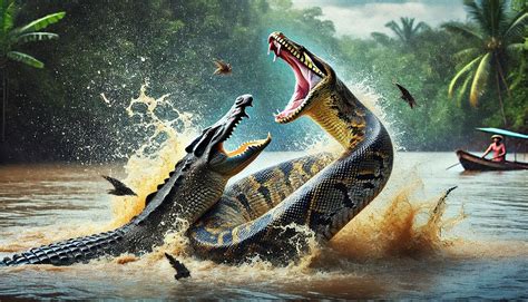 Download Crocodile Fighting Giant Python Royalty Free Stock