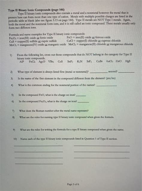 Solved Type Ii Binary Ionic Compounds Page 146 Type Ii