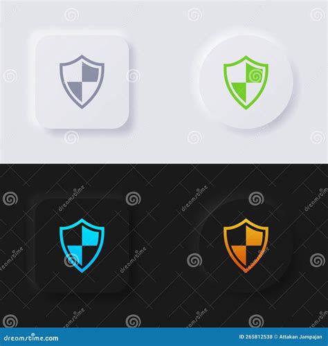 Shield Icon Set Multicolor Neumorphism Button Soft UI Design Stock Vector Illustration Of