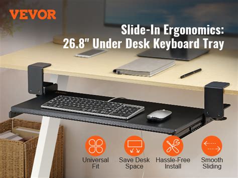 Vevor Clamp On Keyboard Tray Under Desk Desk Keyboard Tray Slide Out With Sturdy No Drill C