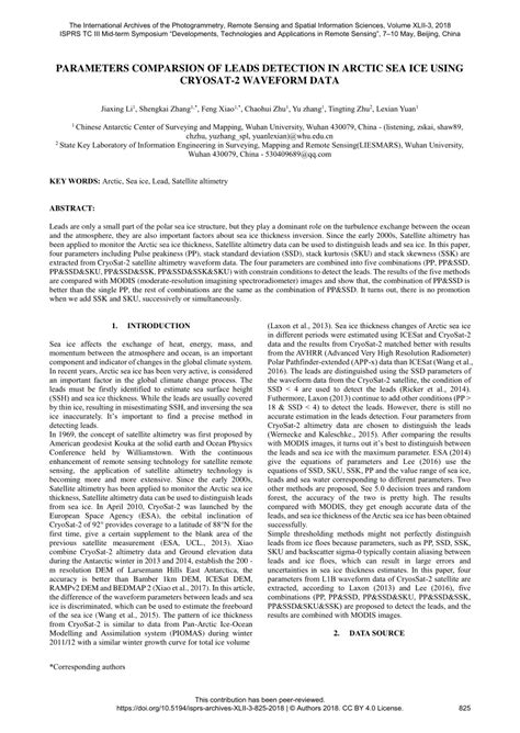 pdf parameters comparsion of leads detection in arctic sea ice using