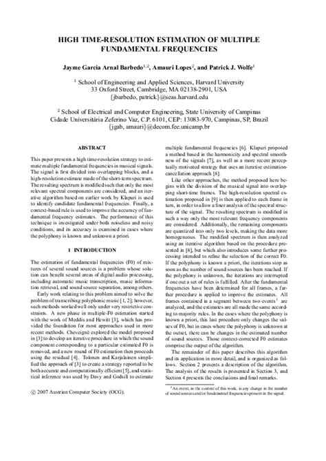 Pdf High Time Resolution Estimation Of Multiple Fundamental Frequencies