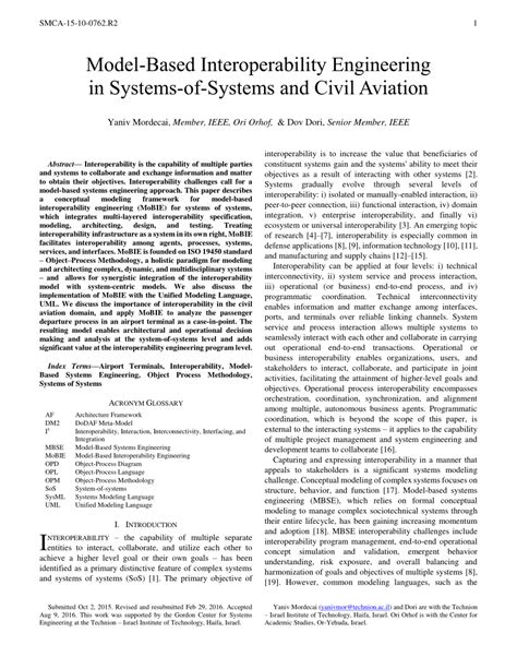 Pdf Model Based Interoperability Engineering In Systems Of Systems And Civil Aviation