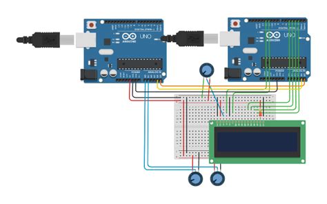 Circuit Design 2 Arduinos I2c Tinkercad