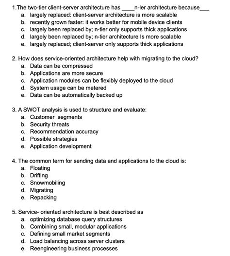 Solved 1 The Two Tier Client Server Architecture Has N Ler