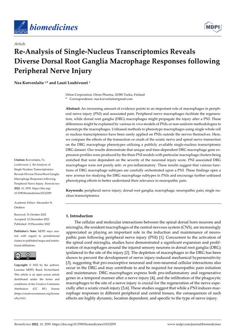 pdf re analysis of single nucleus transcriptomics reveals diverse dorsal root ganglia