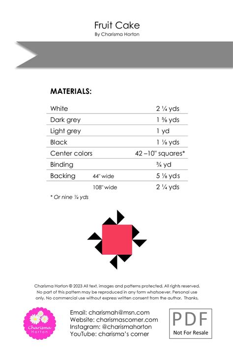 Digital Quilt Pattern ~ Fruit Cake Quilt Pattern