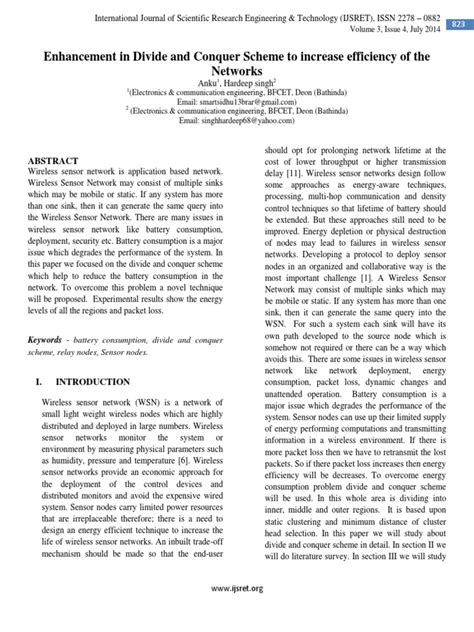 Enhancement In Divide And Conquer Scheme To Increase Efficiency Of The Networks Pdf Wireless