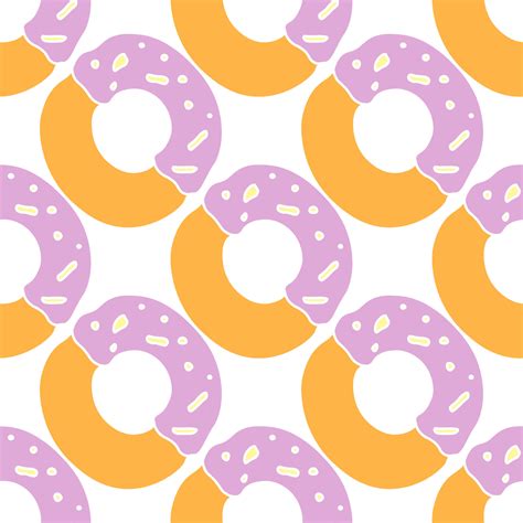 Seamless Donut Pattern Doodle Vector Pattern With Donut Icons Colored