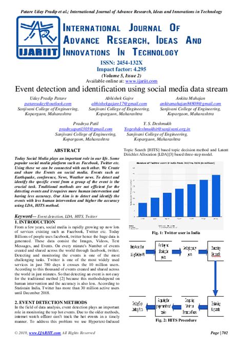 Pdf Event Detection And Identification Using Social Media Data Stream