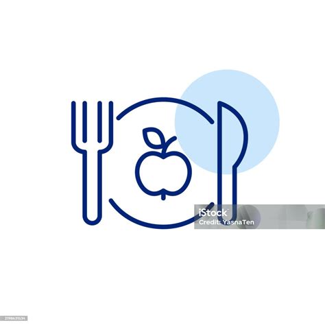 접시 포크 나이프에 사과 건강한 식습관 채식주의자 또는 비건 식단 유기농 농장 식품 완벽한 픽셀 편집 가능한 획 아이콘 건강한 생활방식에 대한 스톡 벡터 아트 및 기타
