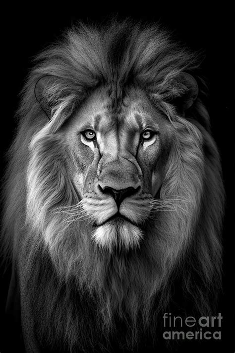 Lion Front Portrait Digital Art By Delphimages Photo Creations Fine