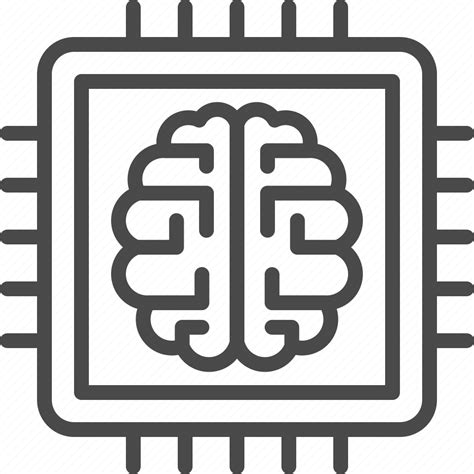 Chip Computer Brain Machine Learning Processing Data Icon