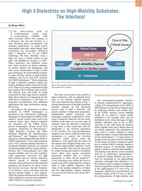 Pdf High K Dielectrics On High Mobility Substrates The Interface